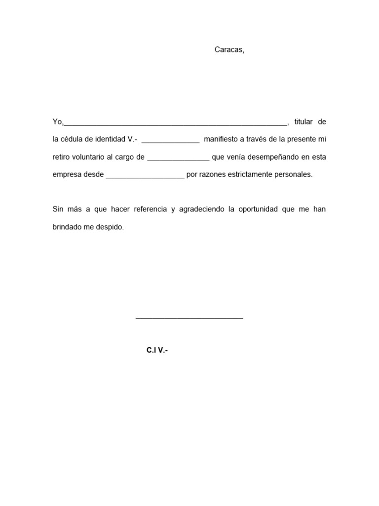 Modelo Carta de Retiro | PDF