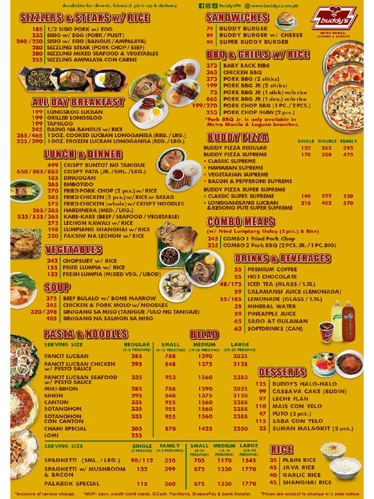 Buddys MENU FLYER 2023 MANILA Final 2 | PDF