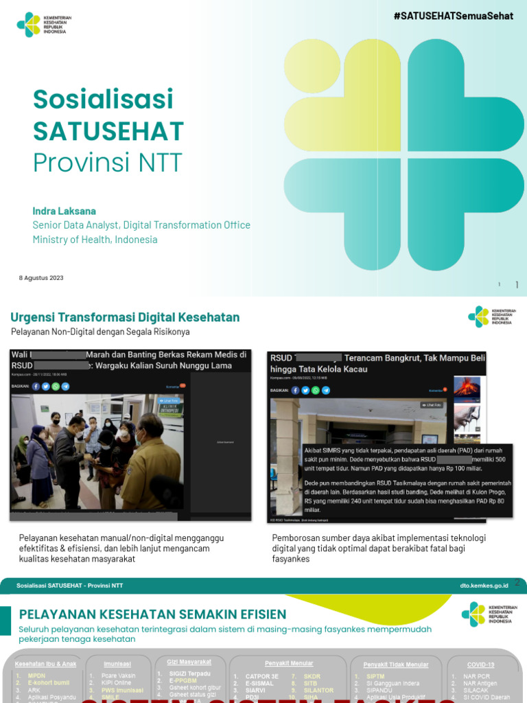 Sosialisasi SATUSEHAT - Provinsi NTT | PDF