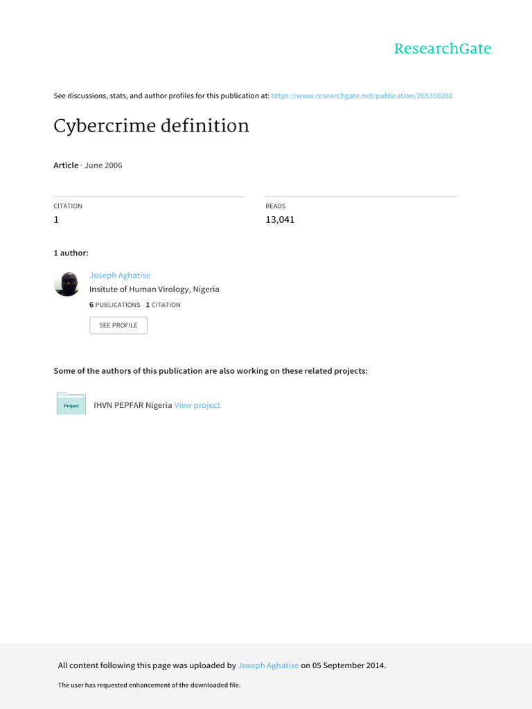 Cybercrime Definition | PDF | Spamming | Cybercrime