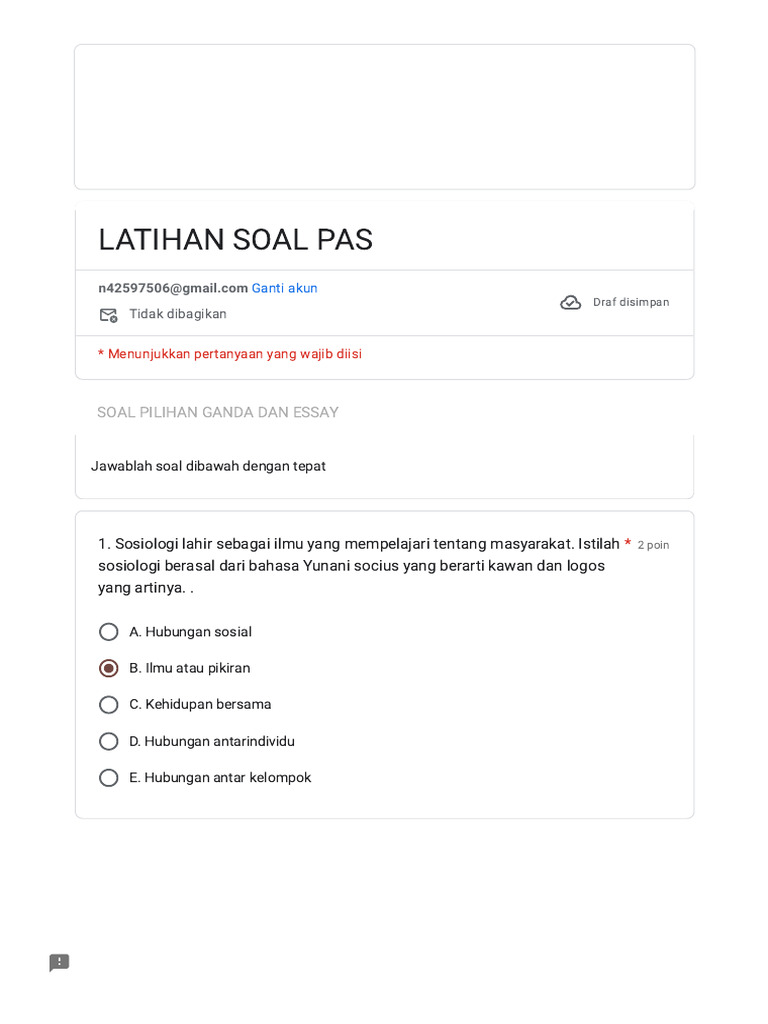Latihan Soal Pas | PDF