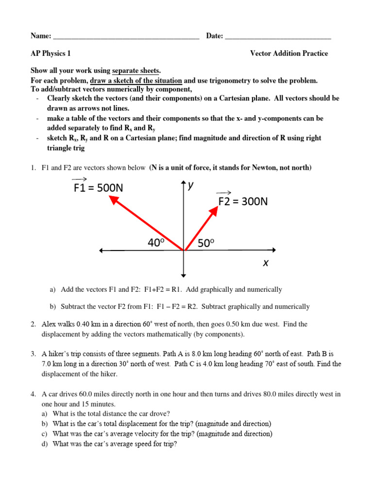 Vector Addition Practice | Download Free PDF | Euclidean Vector | Velocity