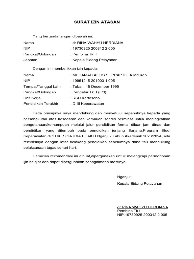 Surat Izin Atasan | PDF