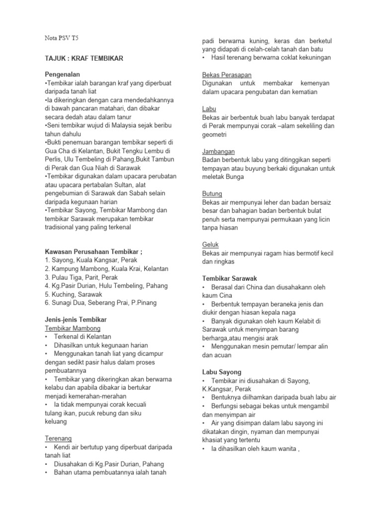 Nota Tembikar T5 | PDF