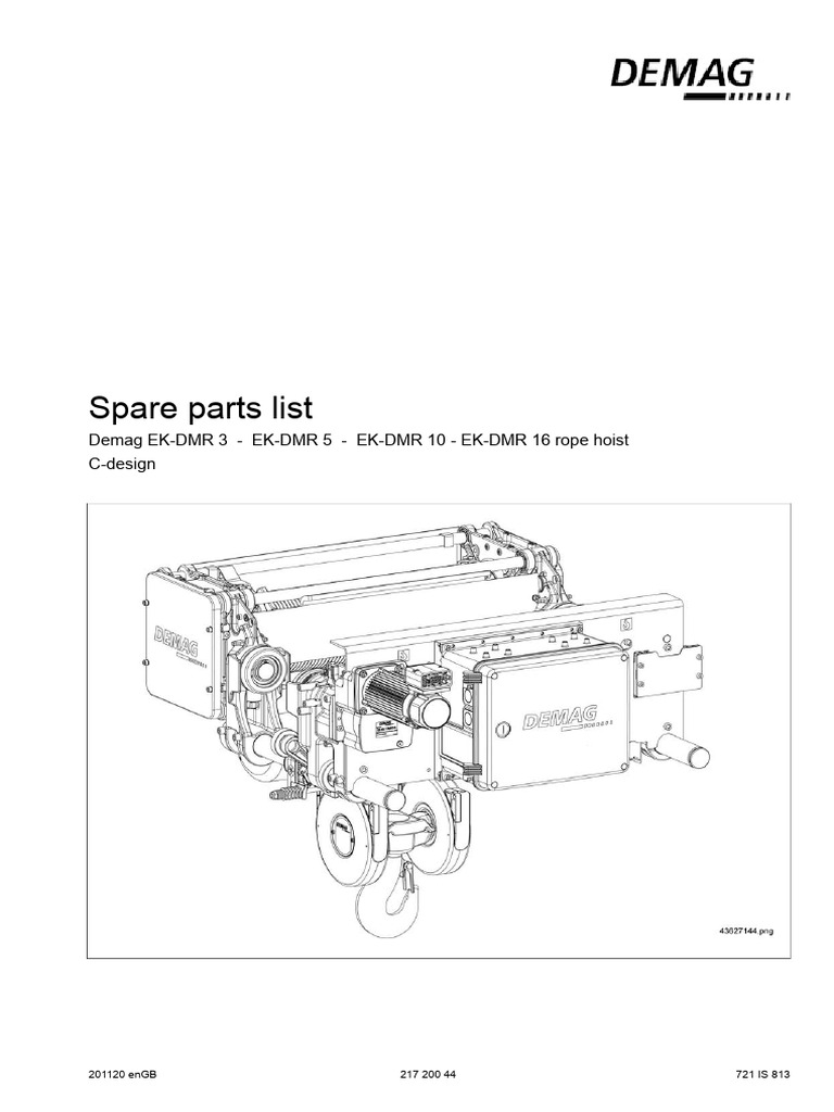 Demag Spare Parts List - EK-DMR | PDF | Technology & Engineering