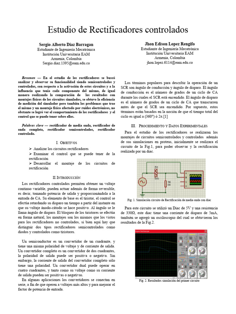 Informe Laboratorio Rectificadores Controlados | PDF | Rectificador | Bienes manufacturados