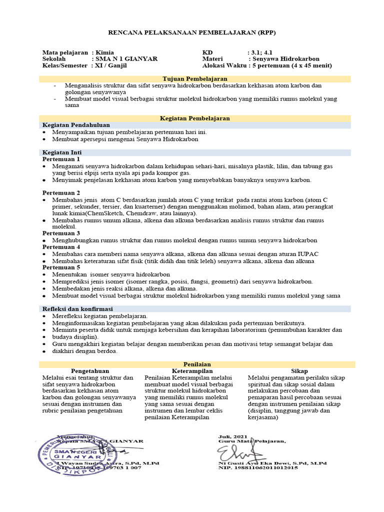 FIX RPP Senyawa Hidrokarbon | PDF