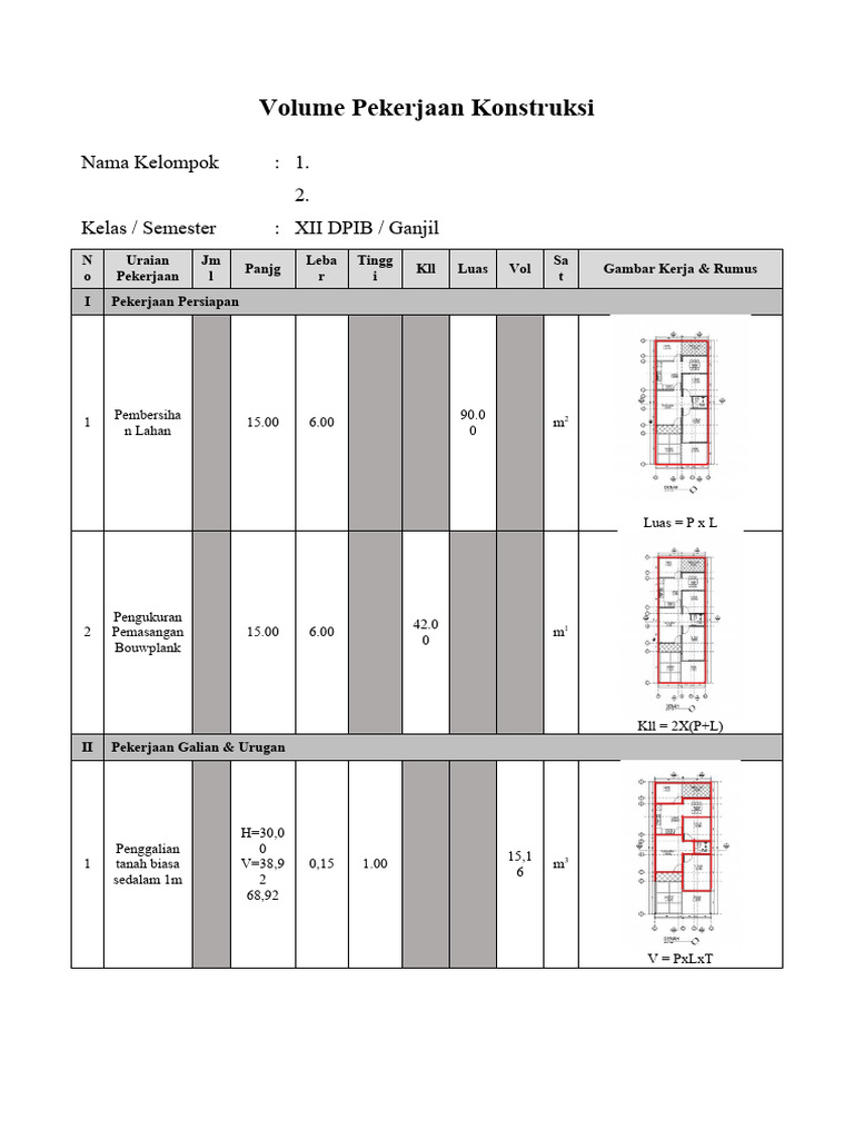 Volume Pekerjaan Konstruksi (1) Arya Riyo | PDF