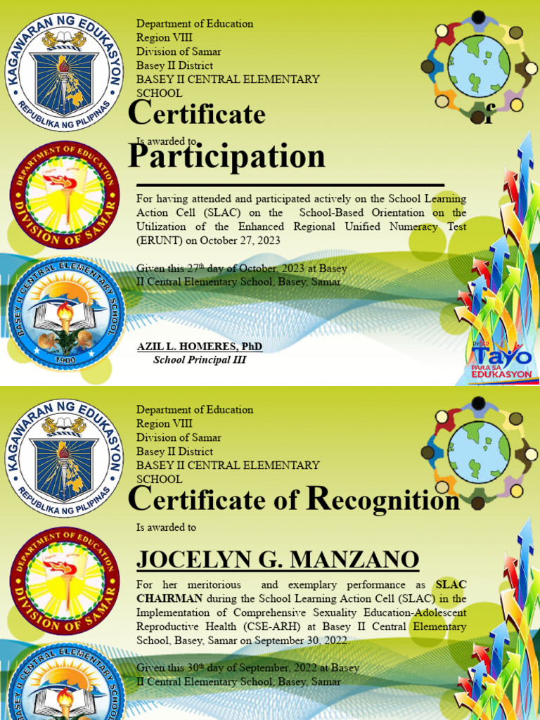 Slac Ertificate of Recognition | PDF