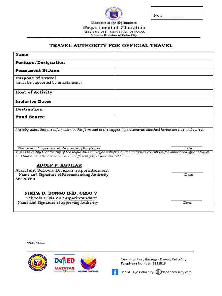 Travel-Authority Template | PDF