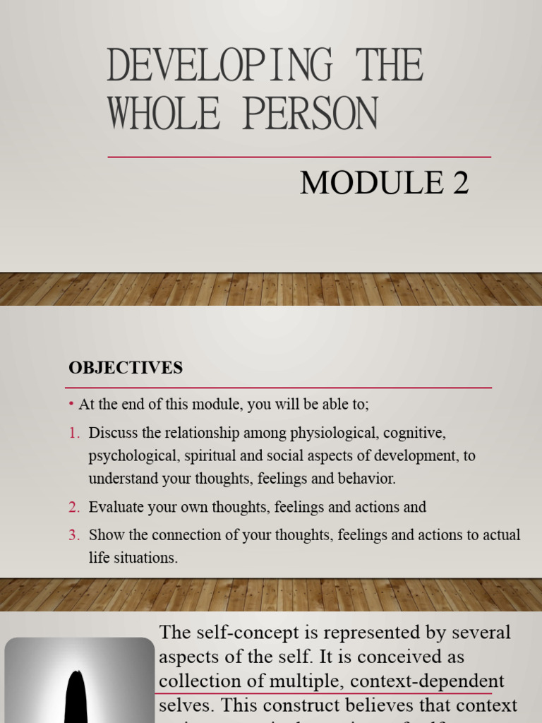 Module 2 Developing The Whole Person No Videos | PDF | Self Concept | Self