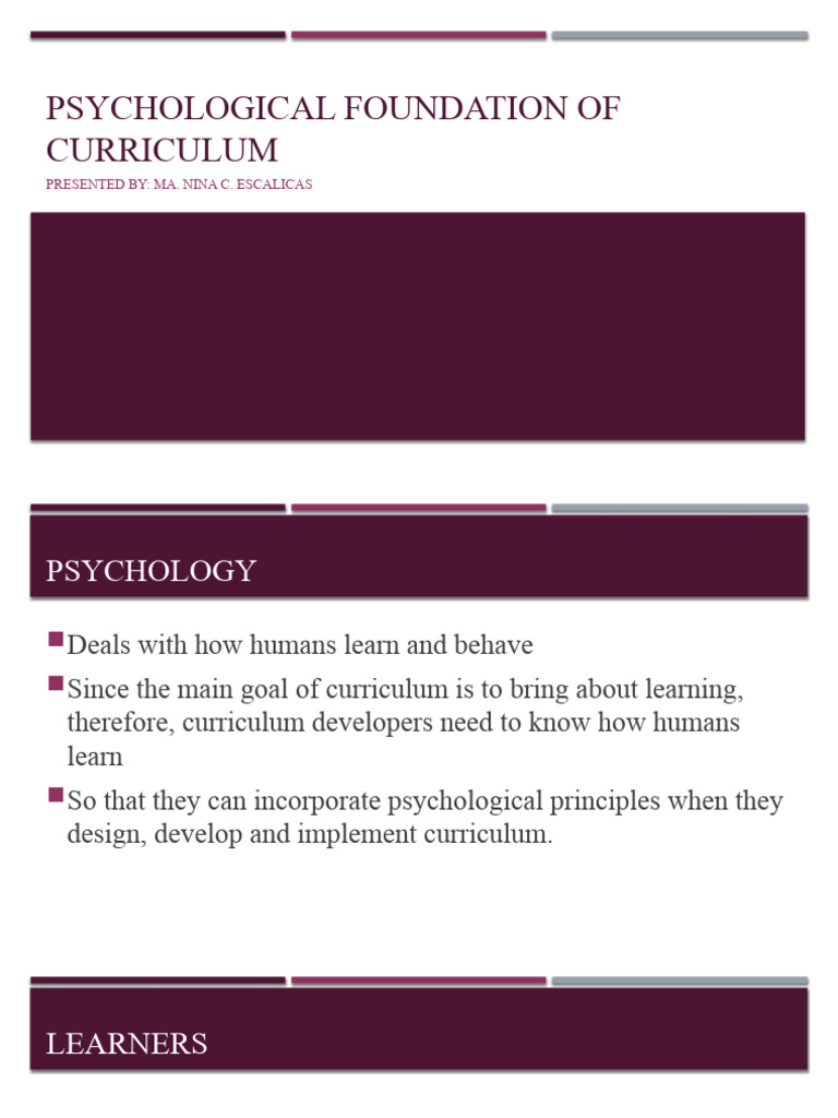 Psychological Foundation of Curriculum | PDF