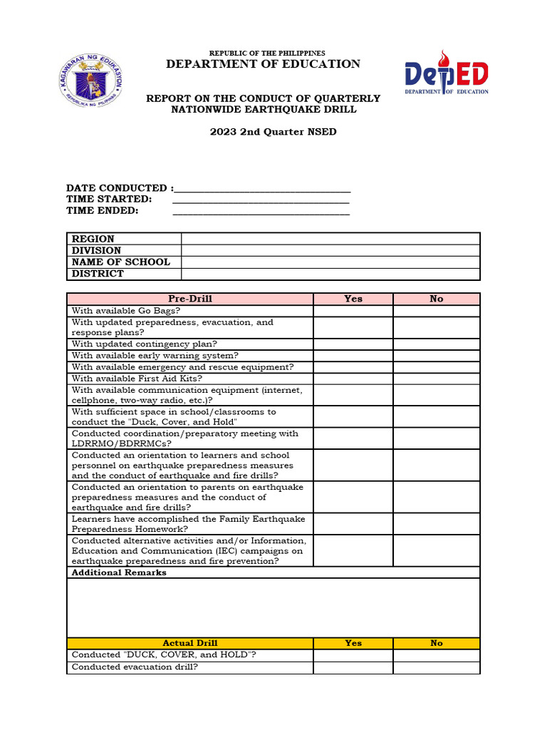 Nsed 2023 Reporting Template | PDF