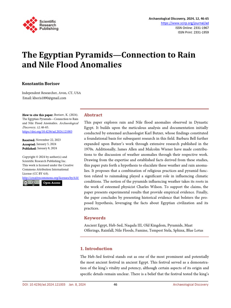 The Egyptian Pyramids - Connection To Rain and Nile Flood Anmolies ...