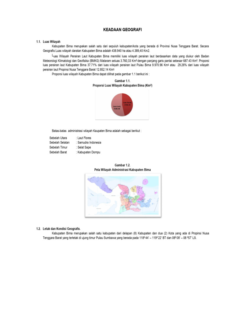Geografi dan Luas Kabupaten Bima | PDF
