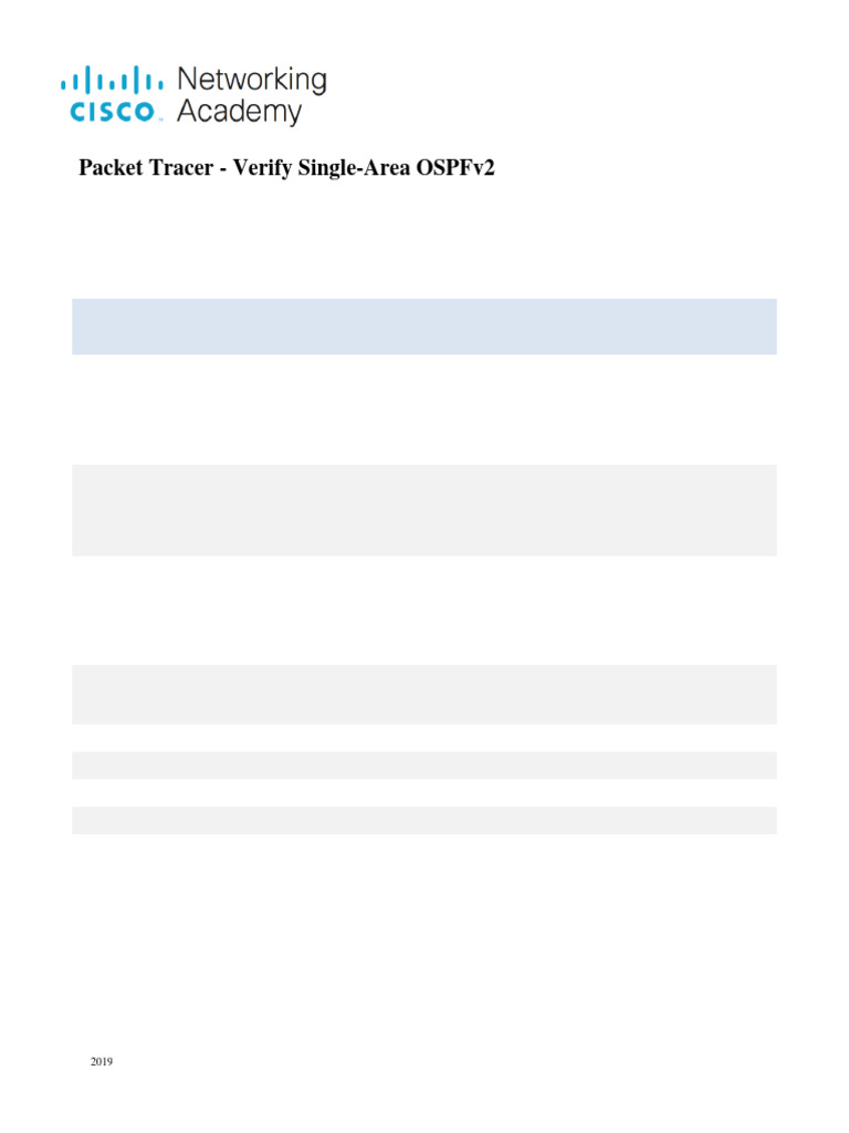 2.6.6 Packet Tracer - Verify Single-Area OSPFv2 - ILM | PDF | Enrutador (Computación ...