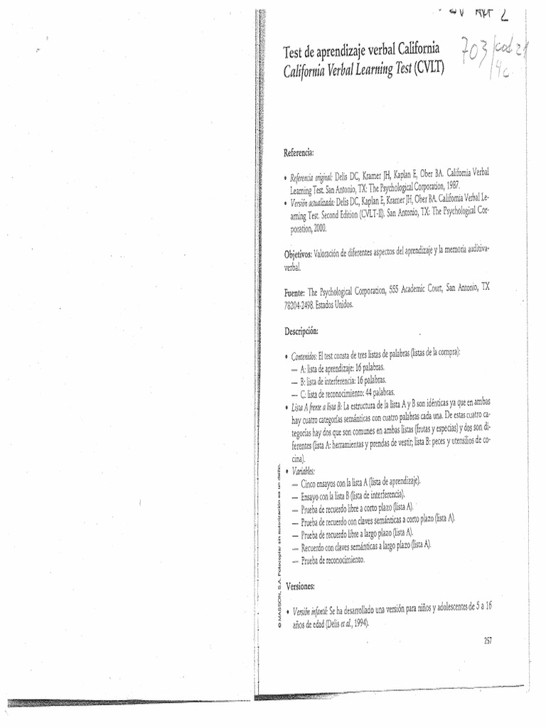 42 Test de Aprendizaje Verbal California - Compress | PDF 42 Test de Aprendizaje Verbal California - Compress | PDF