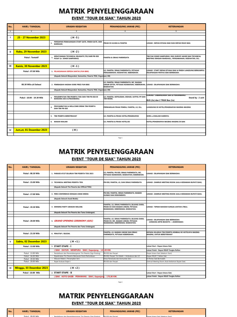 Matrik Rencana Aksi TDSi' 2023 | PDF