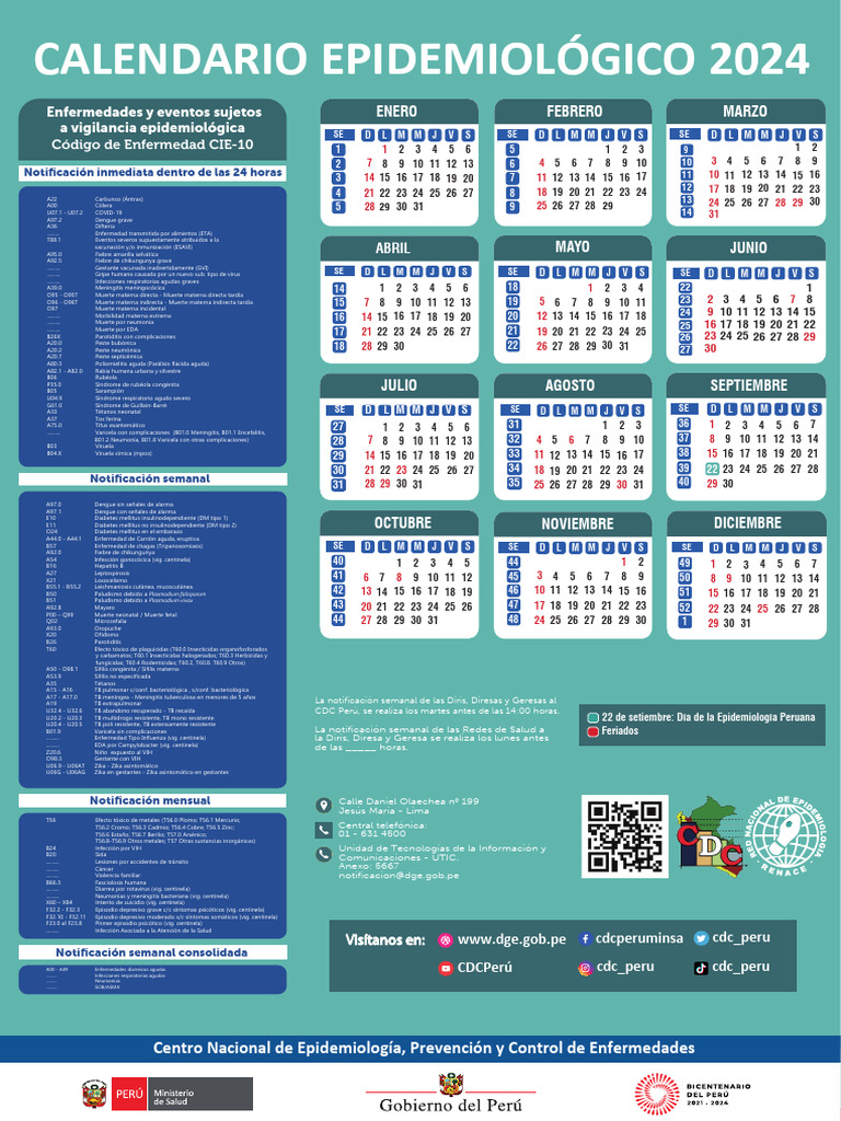 CALENDARIO PARED 2024 con medidas MINSA | PDF | Enfermedades y ...