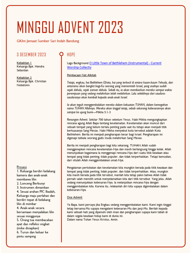 Minggu Advent 2023 | PDF