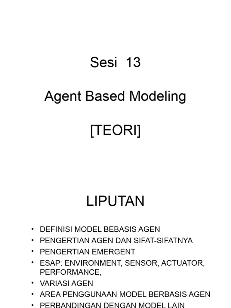 13 Agent Based Modeling - TEORI | Download Free PDF | Agent Based Model ... 13 Agent Based Modeling - TEORI | Download Free PDF | Agent Based Model ...