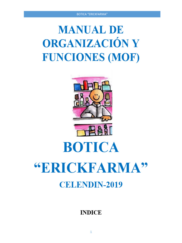 Manual de Organización Y Funciones (Mof) : Botica "Erickfarma" | PDF