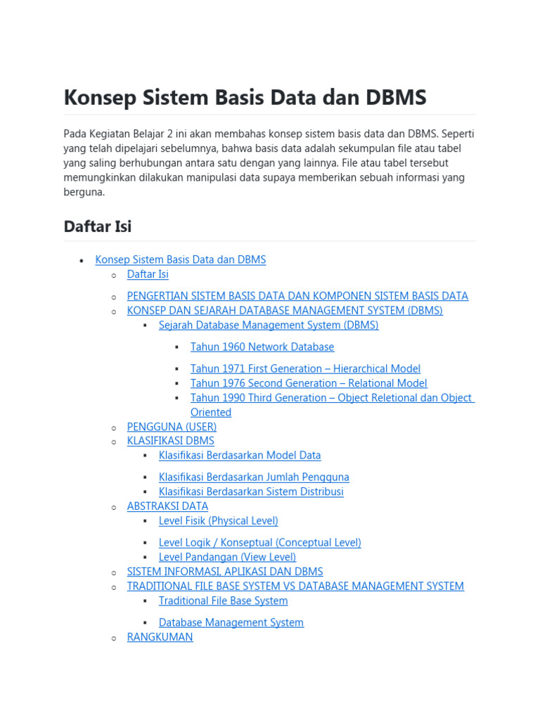 Konsep Sistem Basis Data Dan DBMS | PDF