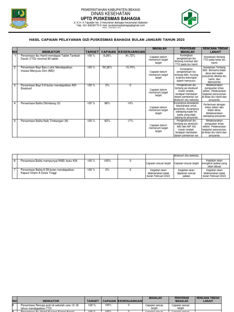 Cakupan Dan Analisa Gizi | PDF