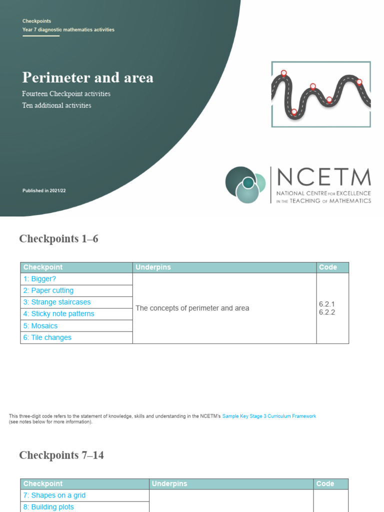 Checkpoints Perimeter and Area 1 | Download Free PDF | Area | Rectangle