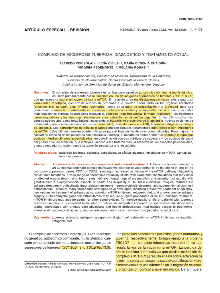 Esclerosis Tuberosa 1 | PDF | Epilepsia | Medicina CLINICA