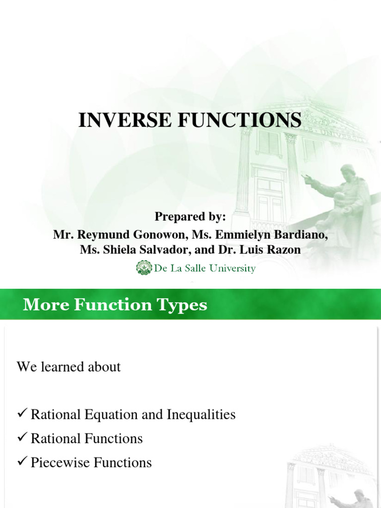 SHS GENMATH AY 23-24 5 One-To-One and Inverse Functions | PDF | Function (Mathematics) | Analysis