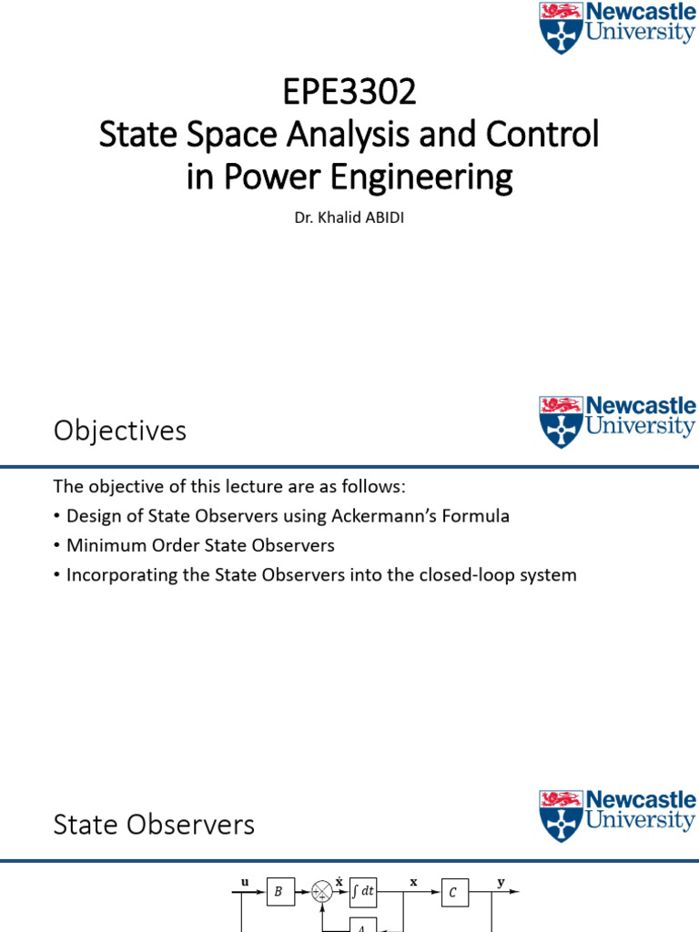 EPE3302 Lecture 8 Controller Design Using Pole Placement | PDF | Control Theory | Eigenvalues ...