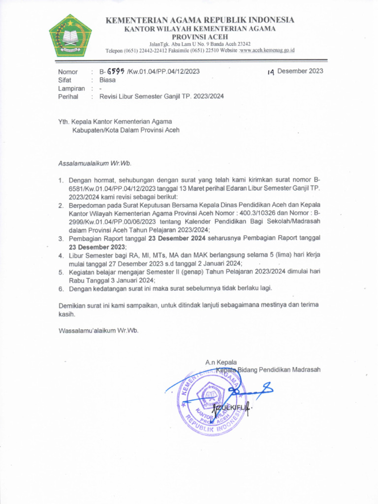 Revisi Surat Libur112 | PDF