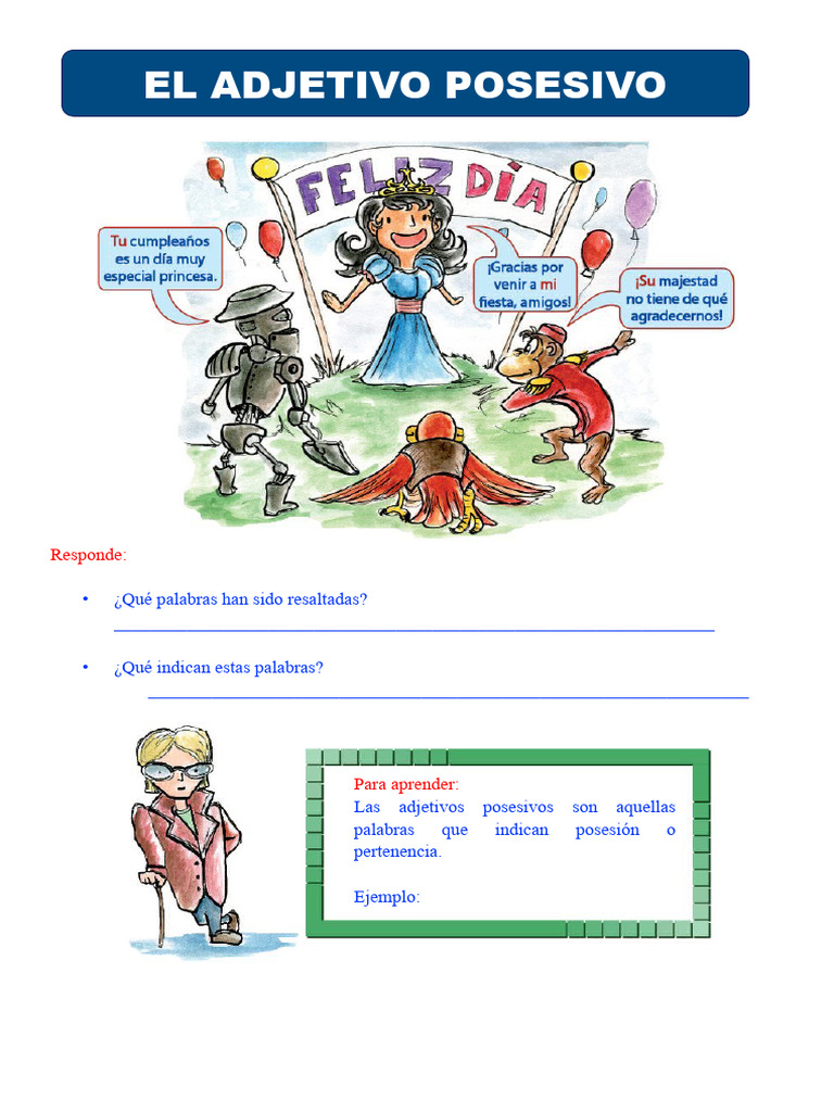 Adjetivos Posesivos para Primaria | PDF