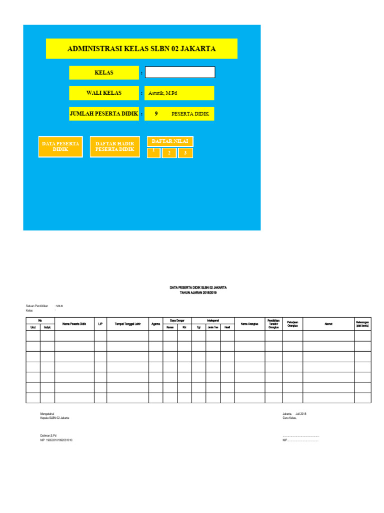 Administrasi Kelas SDLB Kosong | PDF