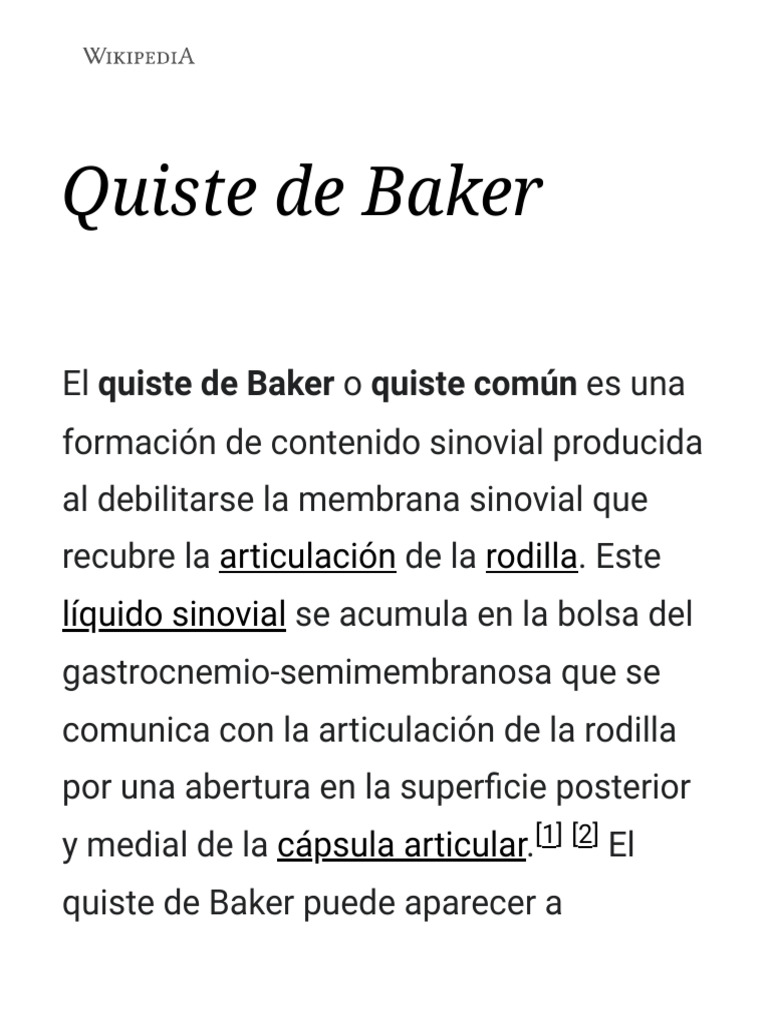 Quiste de Baker | PDF | Enfermedades y trastornos | Sistema ...