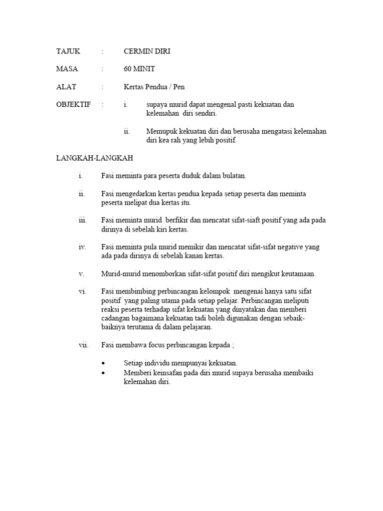 AKTIVITI CERMIN DIRI | PDF
