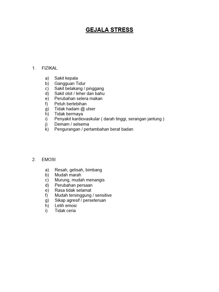 Gejala Stres dan Dampaknya | PDF | Pengembangan Diri