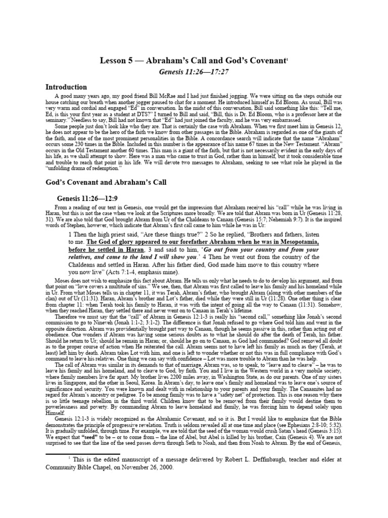 Abraham's Call and Covenant Explained | PDF | Abraham | Book Of Genesis