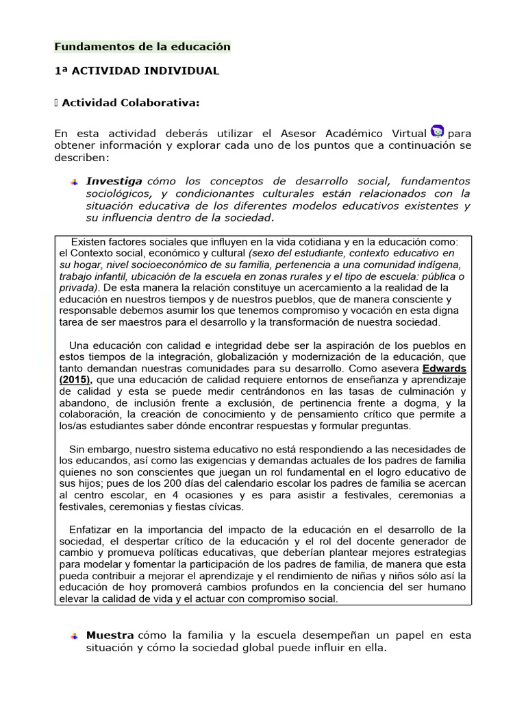 ACTIVIDAD 1 FUNDAMENTOS DE LA EDUCACIÓN | PDF | Aprendizaje ... ACTIVIDAD 1 FUNDAMENTOS DE LA EDUCACIÓN | PDF | Aprendizaje ...
