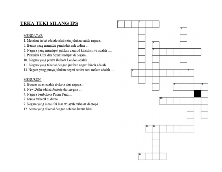 Teka Teki Silang Ips | PDF | Perjalanan | Dewasa Muda