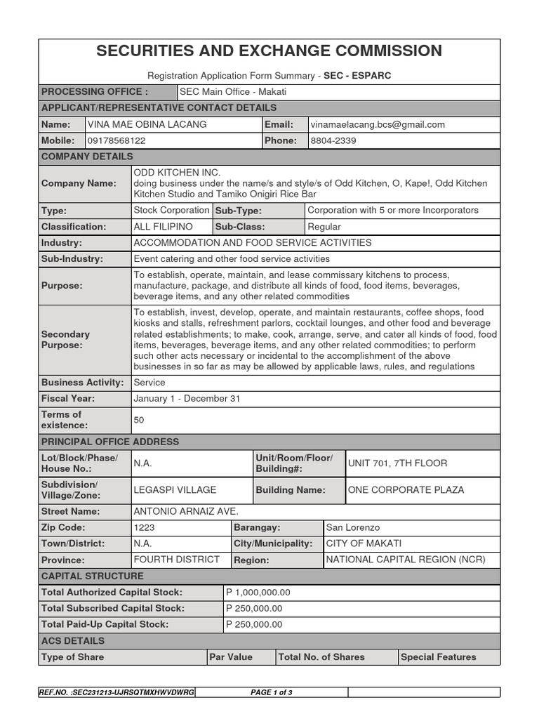 Application Summary Form | PDF