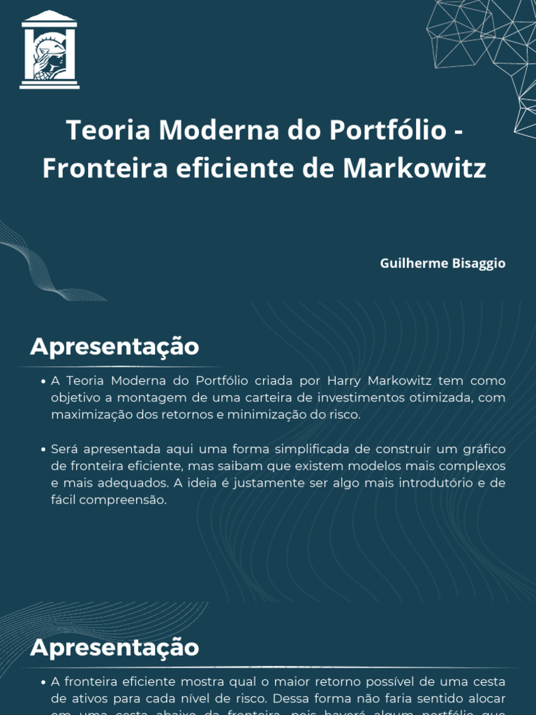 Fronteira Eficiente de Markowitz | PDF | Teoria Moderna do Portfólio ...