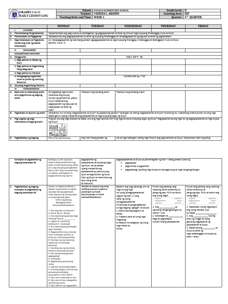 01esp 4th Quarter Week 1 Pdf