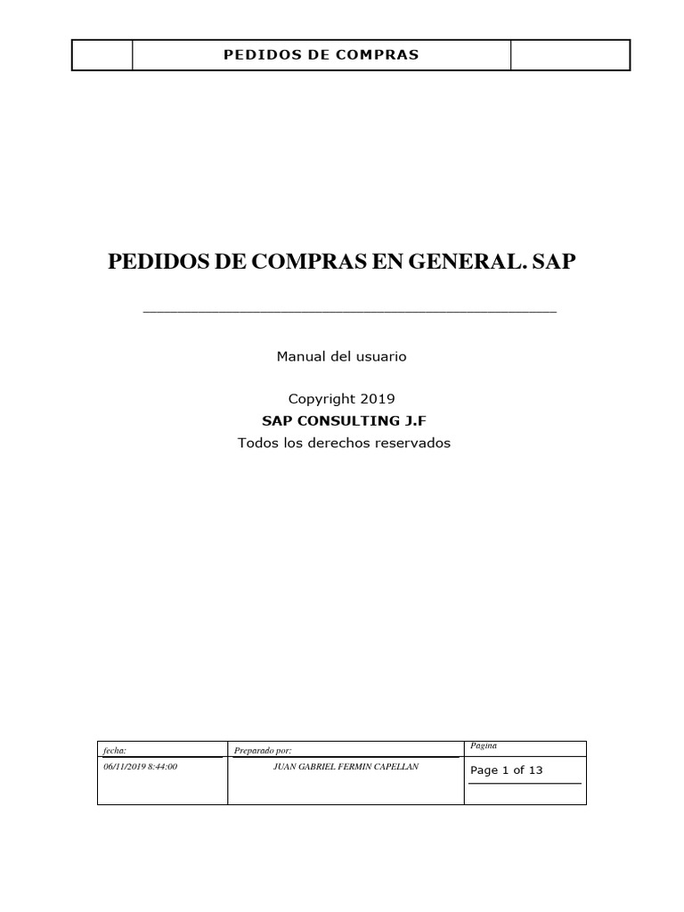 Pedidos+de+Compras.+Sap | PDF