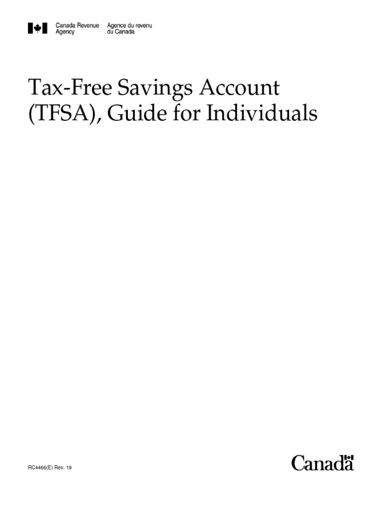 Tax-Free Savings Account (TFSA), Guide For Individuals: RC4466 (E) Rev ...