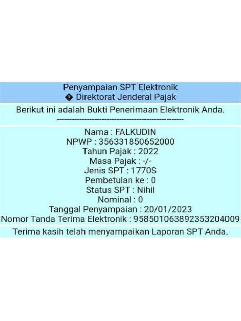 Bukti Penerimaan SPT | PDF