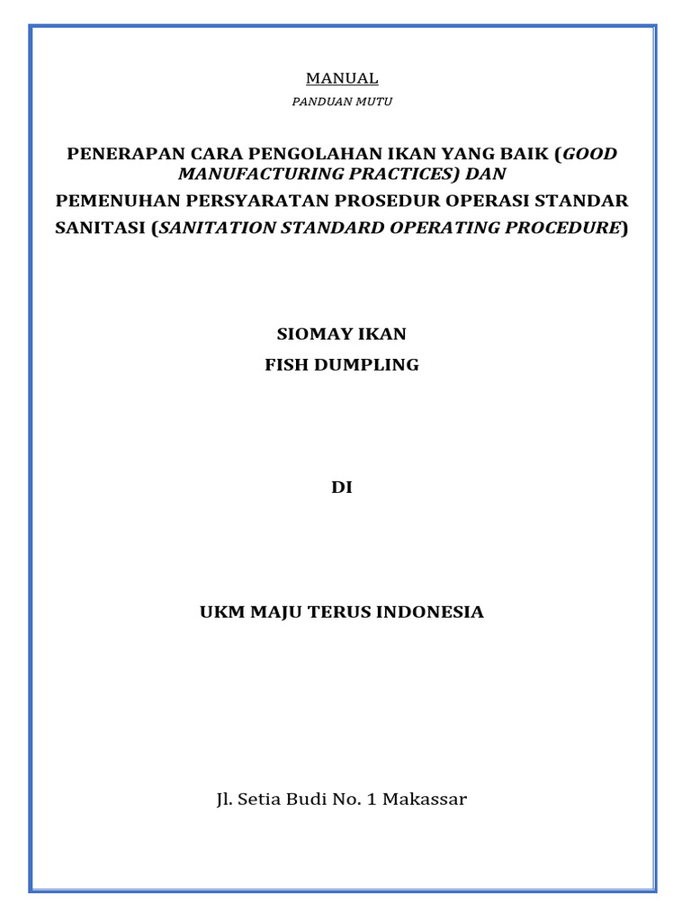 Tugas - Manual Ukm Maju Terus Indonesia | PDF