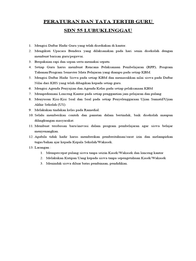 Peraturan Dan Tata Tertib Guru (Fix) | PDF | Karier & Perkembangan