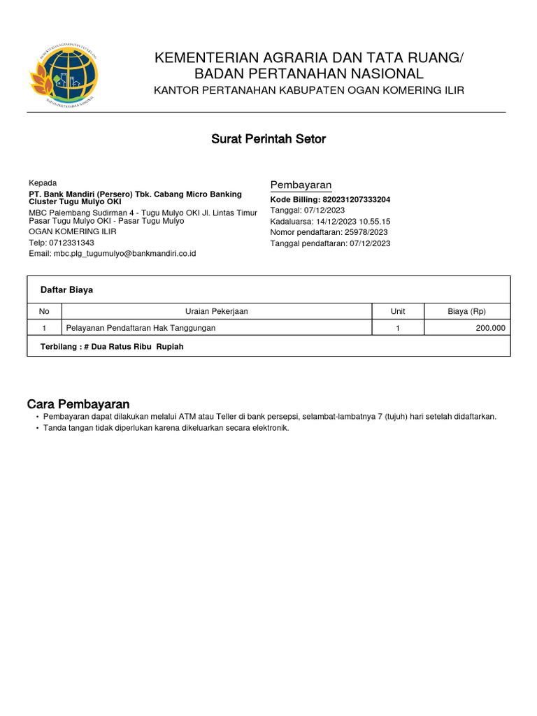 Tanda Terima Dokumen BPN dan SPS | PDF